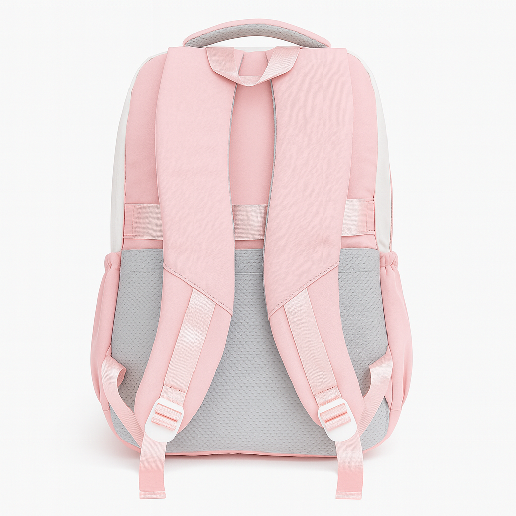 Pink & White Backpack for Girls – Cute School & Travel Bag with Mini P ...